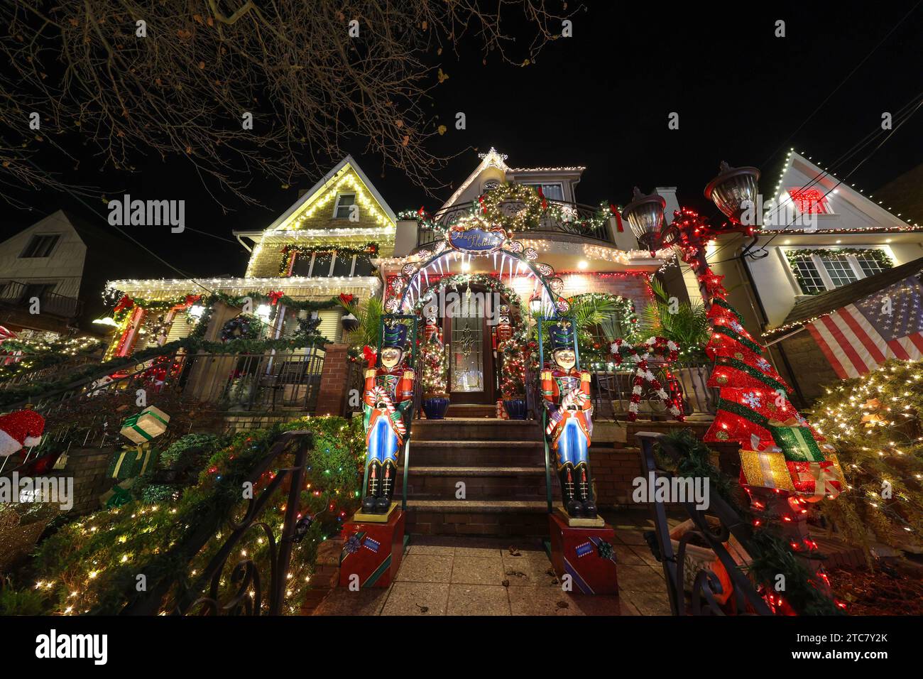 Une scène festive et visuellement étonnante aux lumières de Noël Dyker ...
