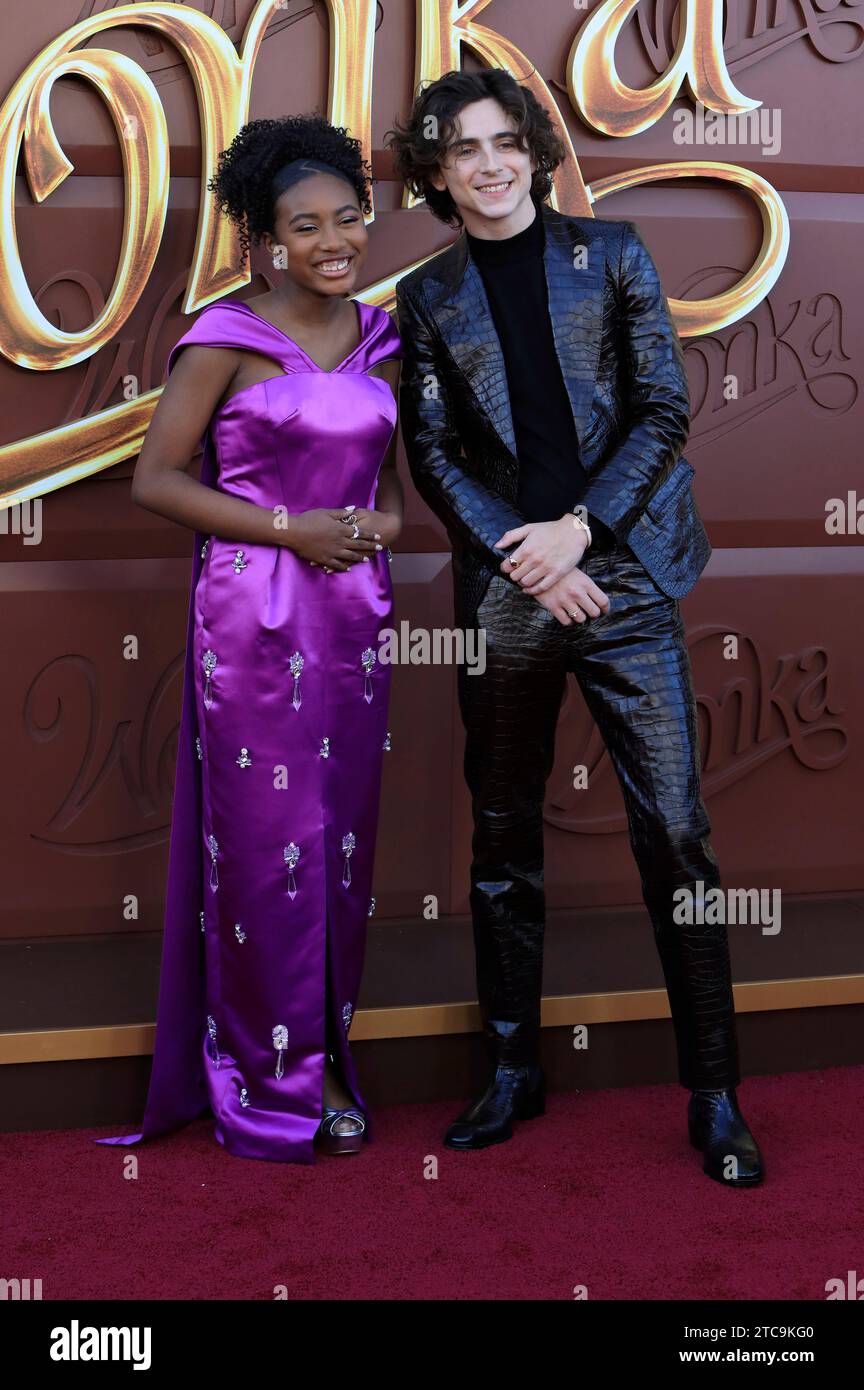 Calah Lane und Timothee Chalamet BEI der Premiere des Kinofilms 'Wonka ...