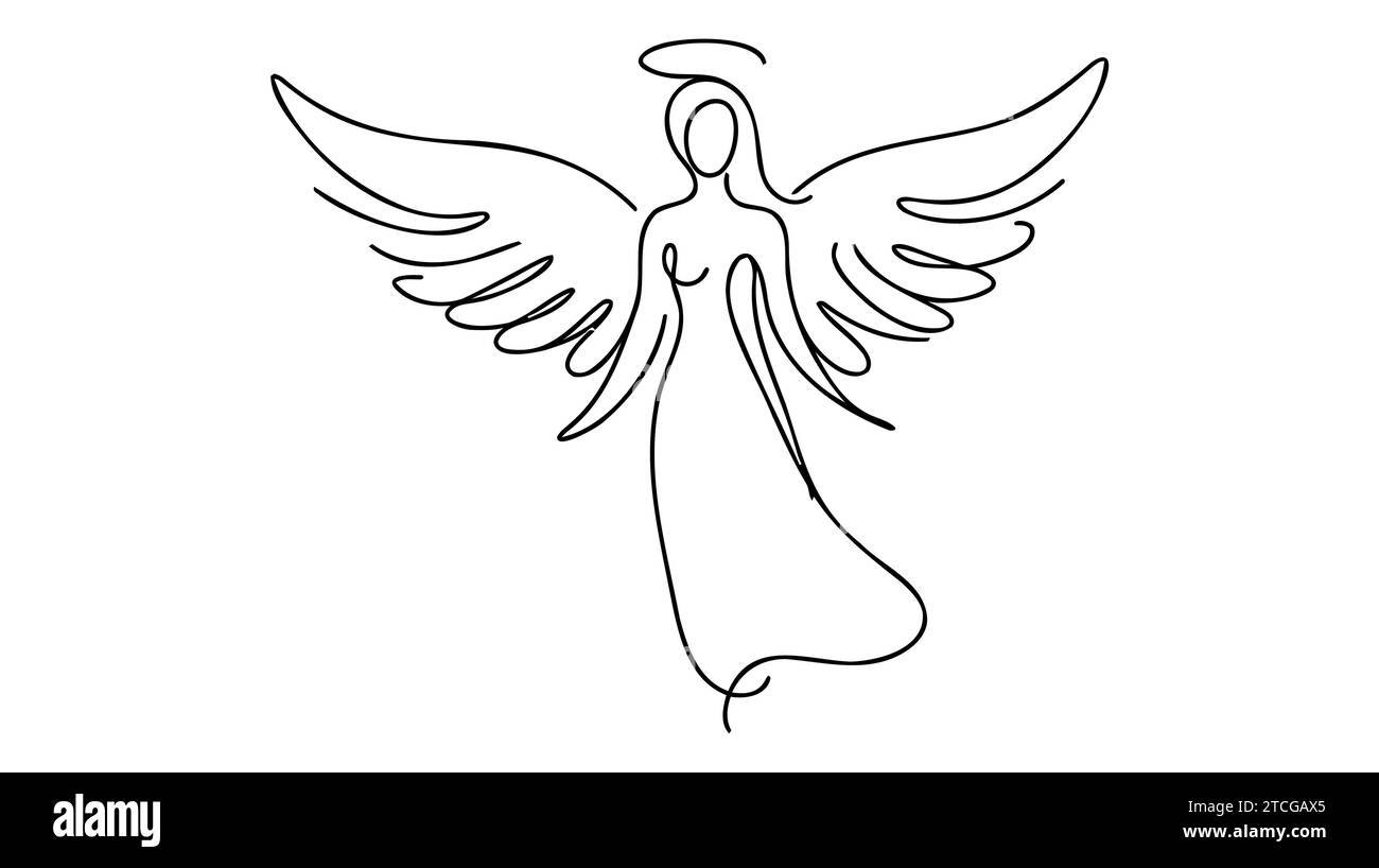 Dessin continu d'une ligne d'ange. Angel concept design minimaliste ...