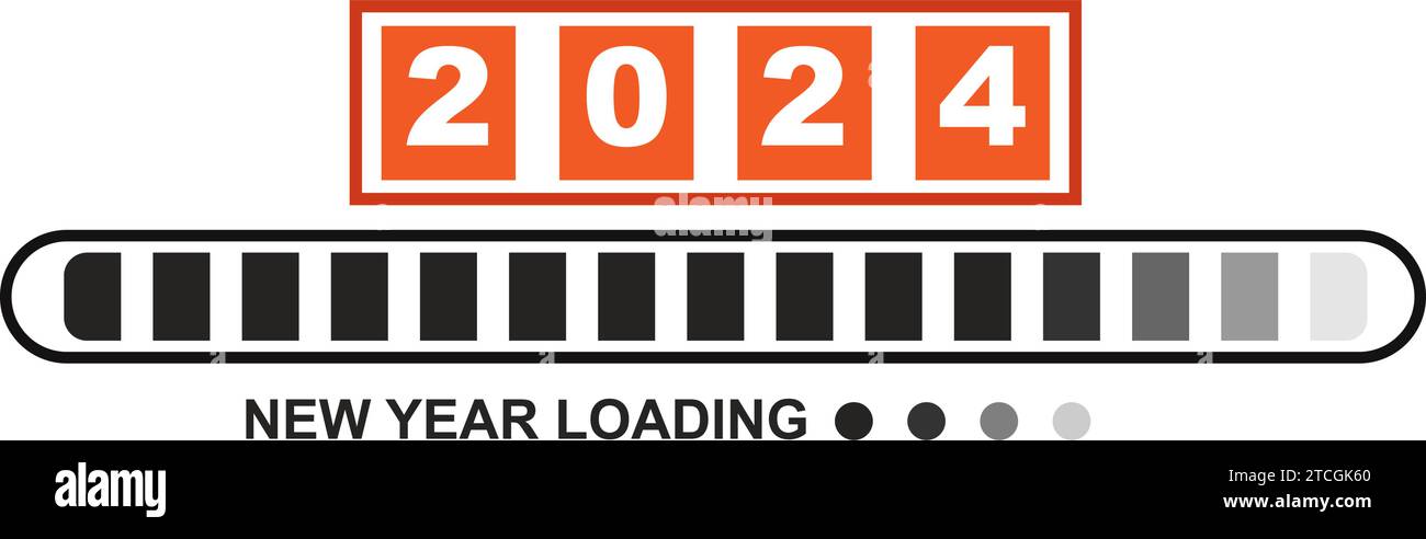 Chargement de la barre de progression 2023 à 2024. Bonne année 2024 ...