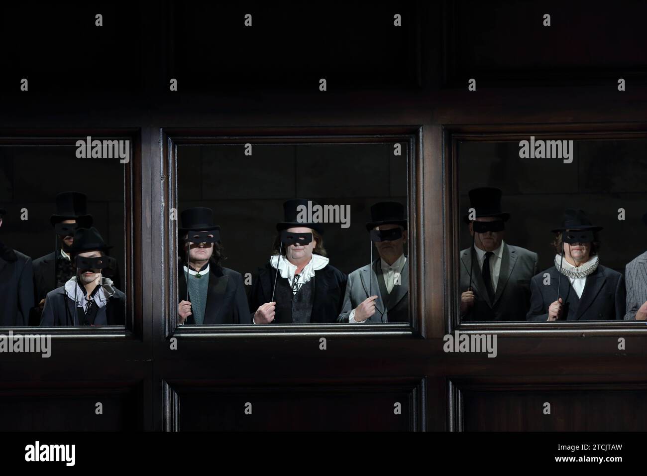 Ensemble während der Fotoprobe für Anna Bolena in der Deutschen Oper à ...