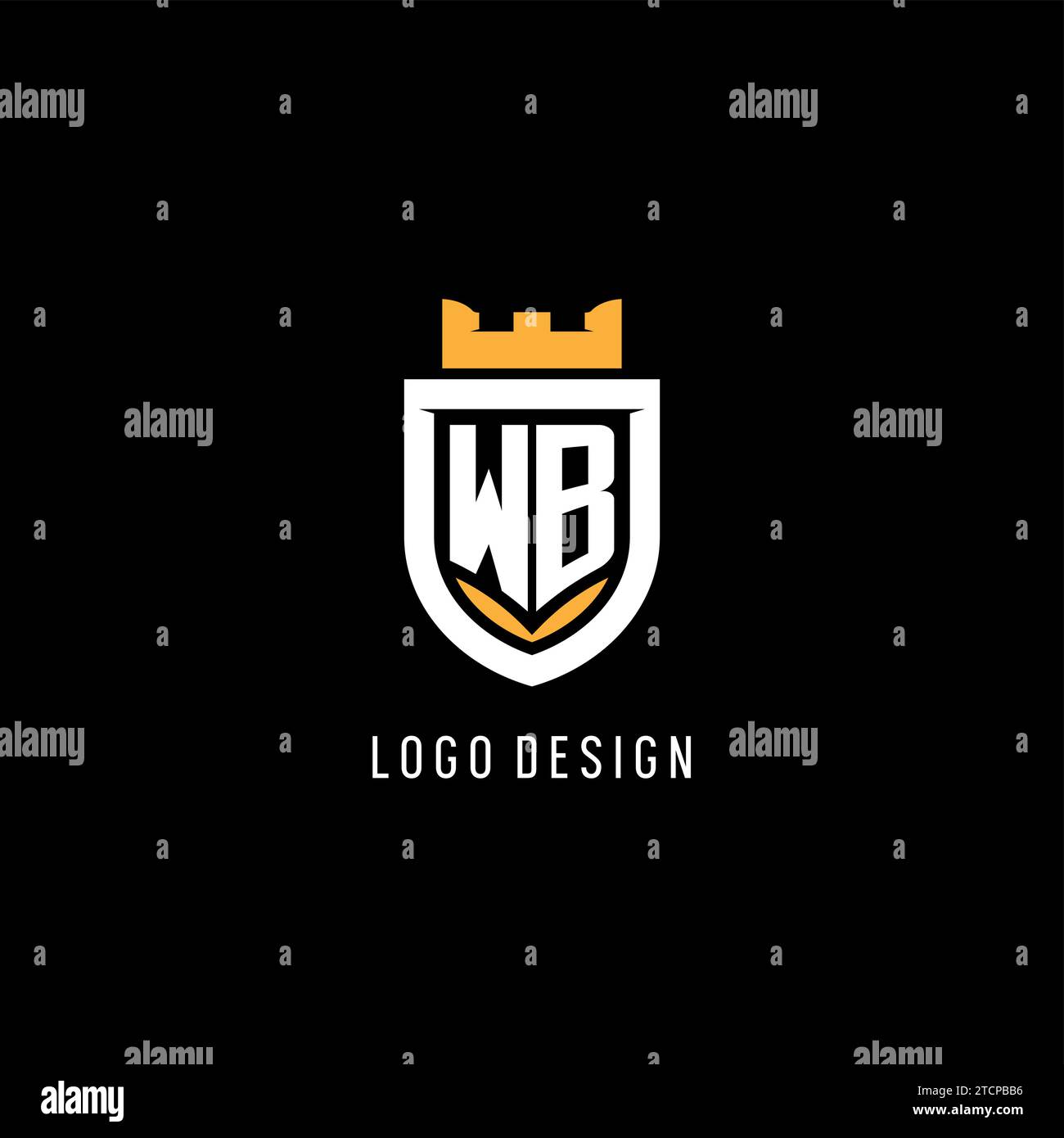 Logo WB initial avec bouclier, logo eSport gaming logo monogramme de ...