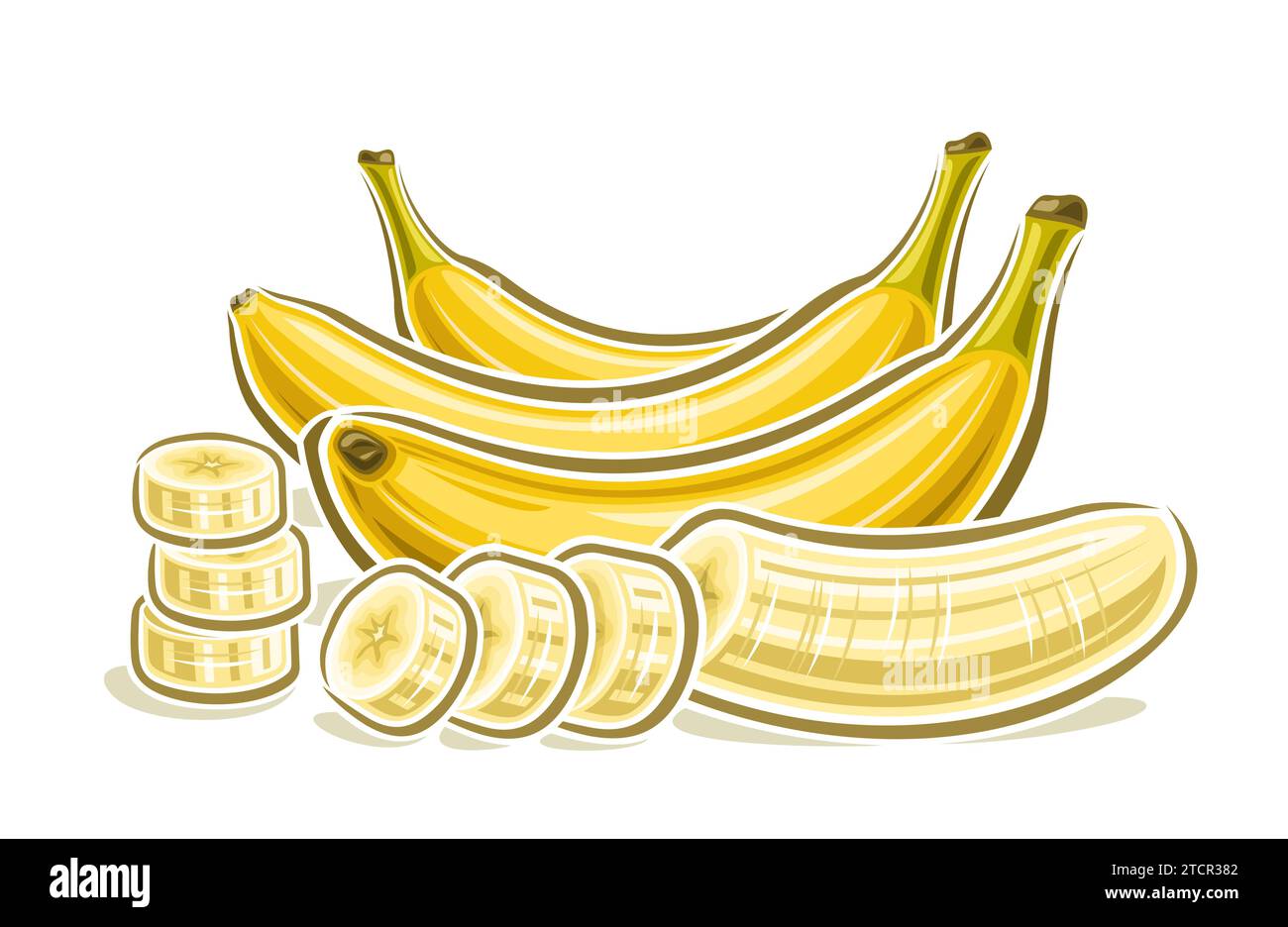 Logo vectoriel pour banane, affiche horizontale décorative avec ...