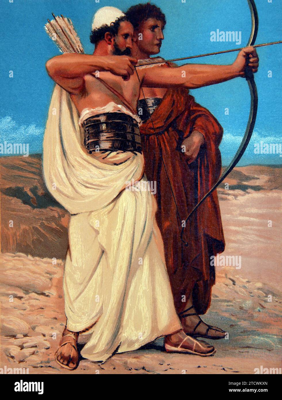 Impression chromolithographique de Jonathan et David - deux amis David ...