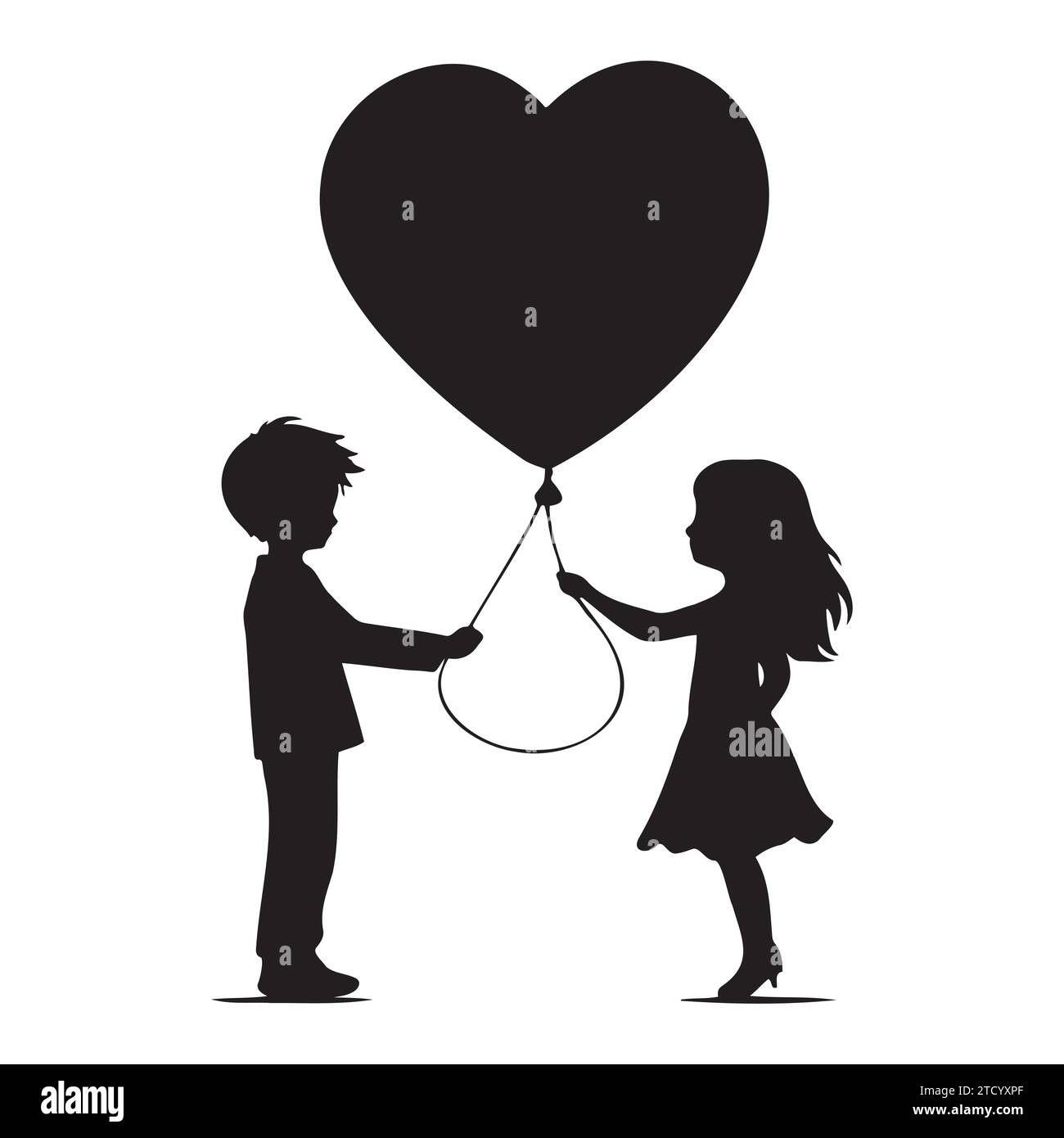 Petite fille avec coeur de ballon Banque d'images détourées - Alamy
