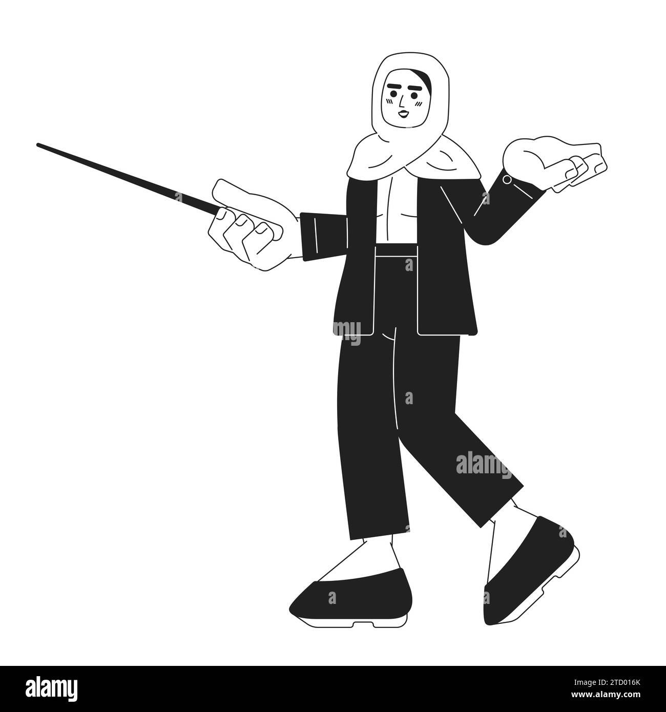 Femme enseignante cartoon Banque d'images noir et blanc - Alamy