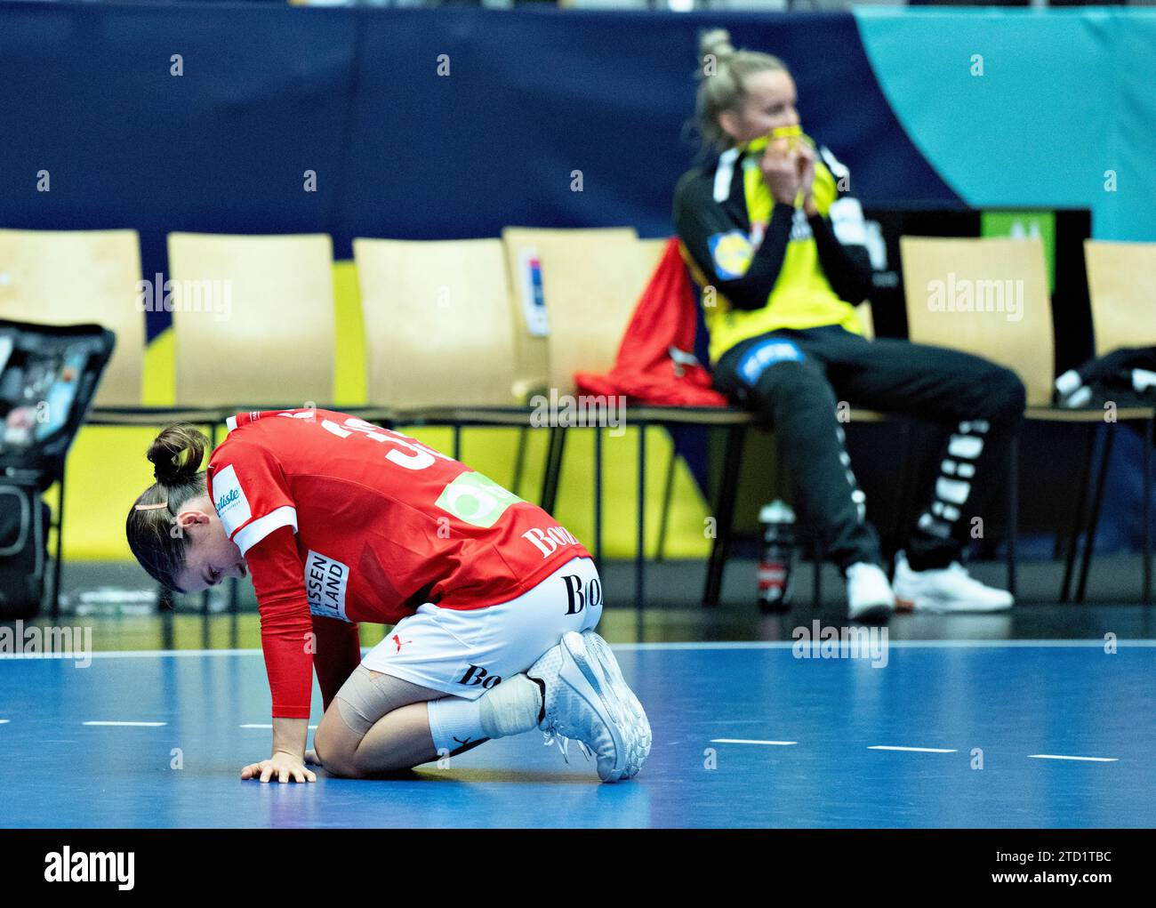 La danoise Emma Friis réagit après le match du Championnat du monde ...