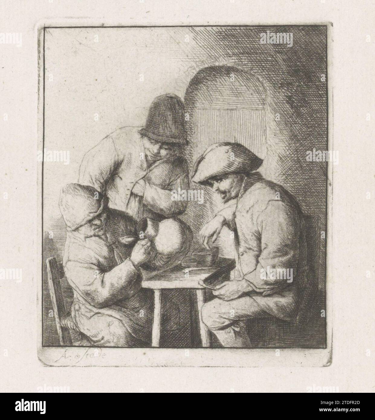 Trois hommes avec une cruche vide, 1846 - 1900 l'homme qui regarde dans ...