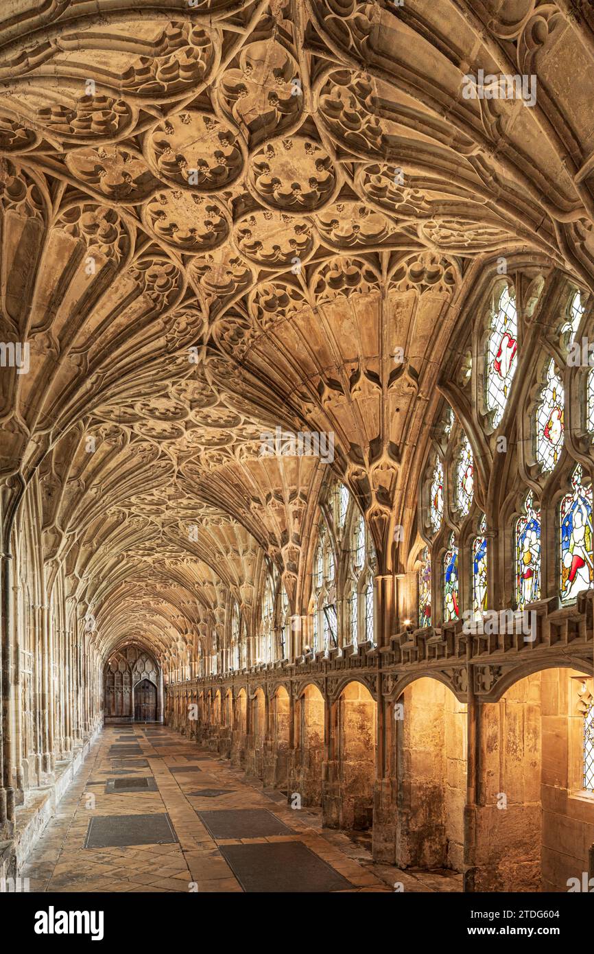 Le Grand Cloître du 14e siècle à la cathédrale de Gloucester considéré ...