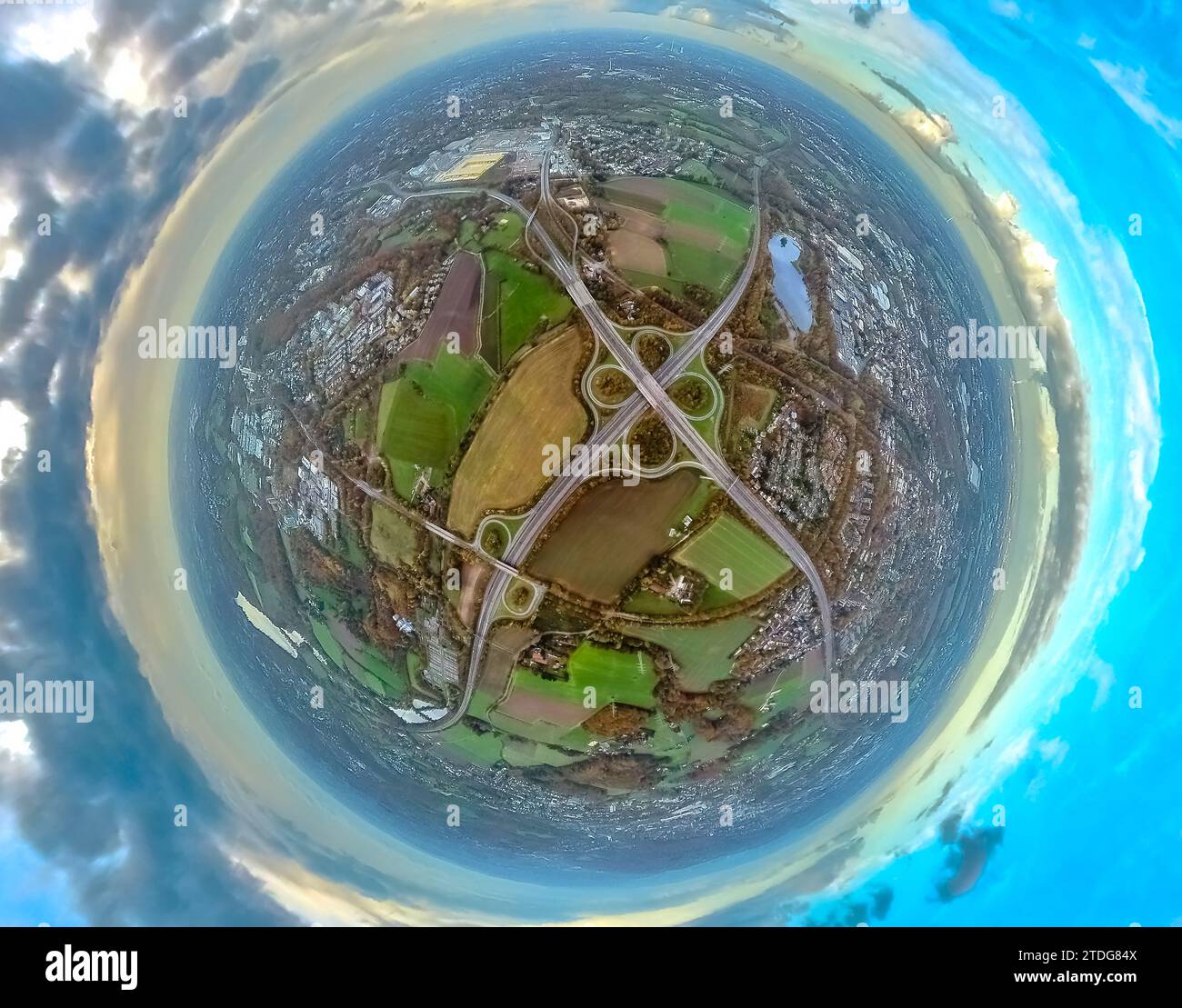 Vue aérienne, jonction de l'autoroute Bochum-Witten de l'autoroute A43 ...