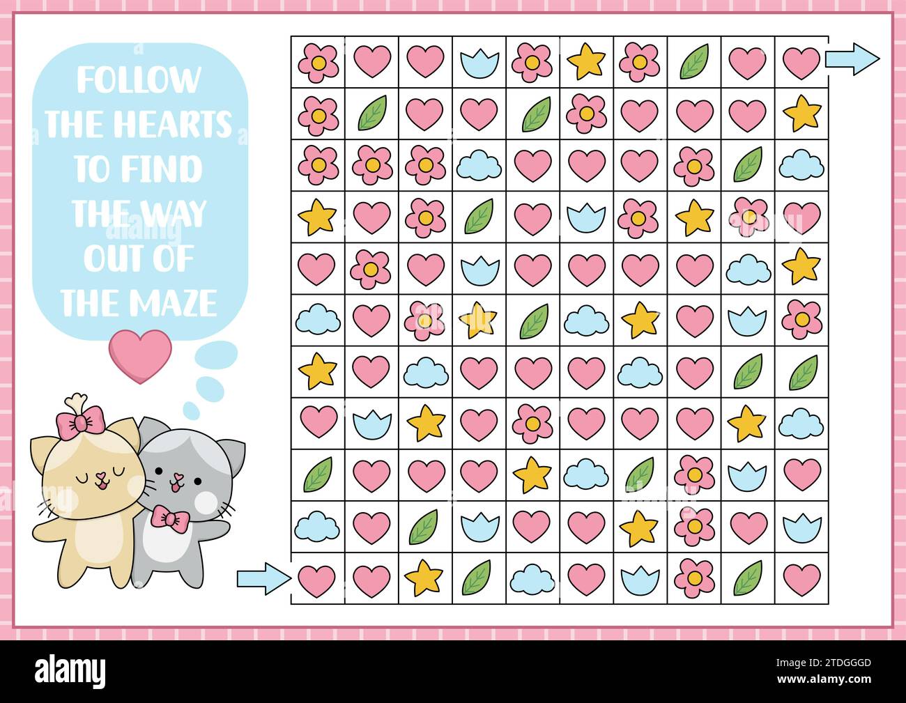Labyrinthe Saint Valentin, chercher et trouver un jeu avec des coeurs ...