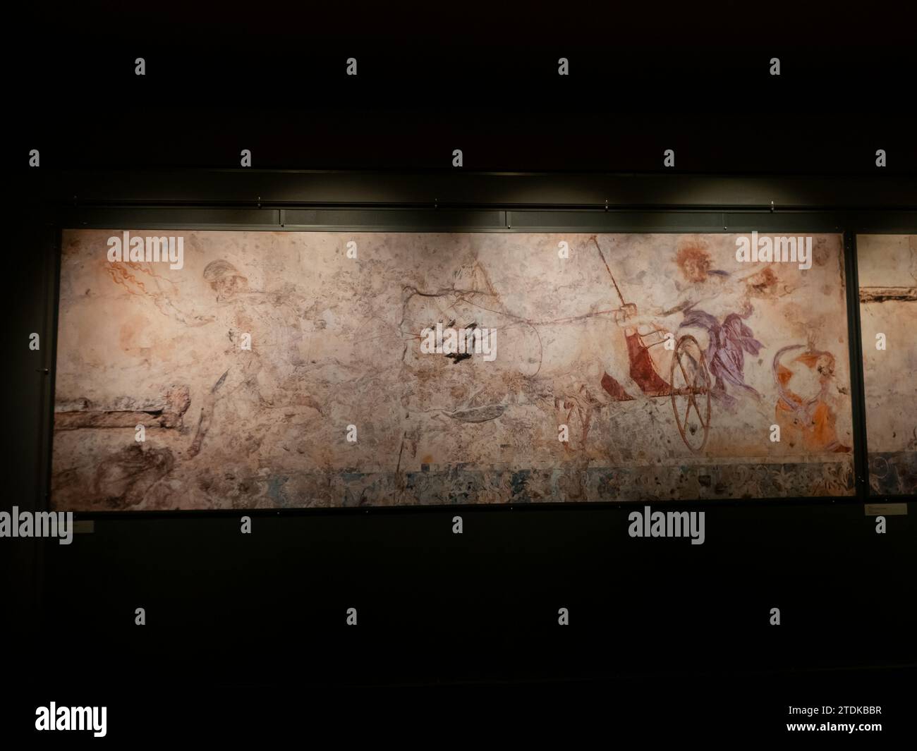 Ancienne murale dans le Musée des tombes royales d'Aigai à Vergina ...
