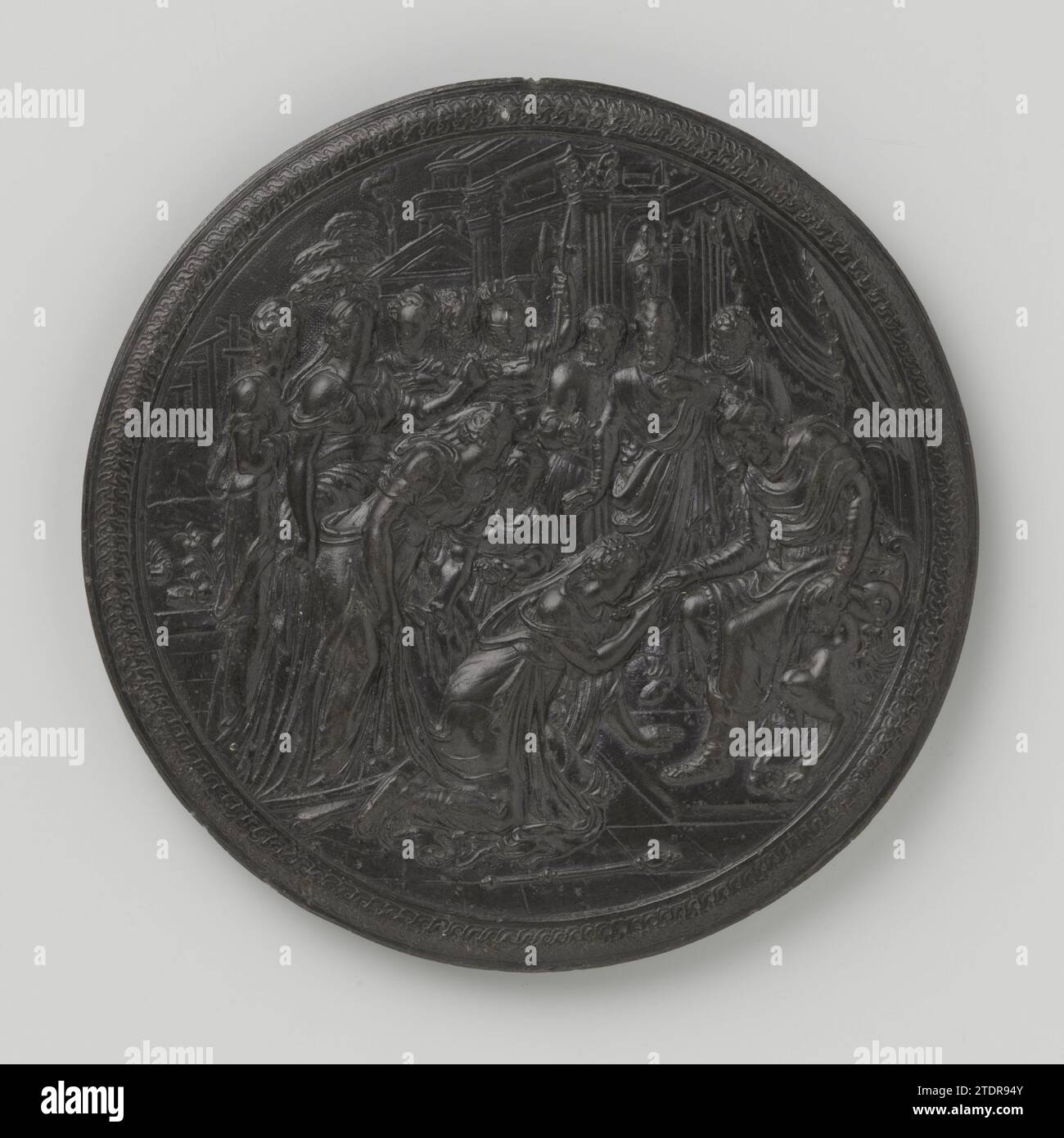 Esther devant Ahasveras, Anonyme, c. 1575 - c. 1600 rond, plaque de ...