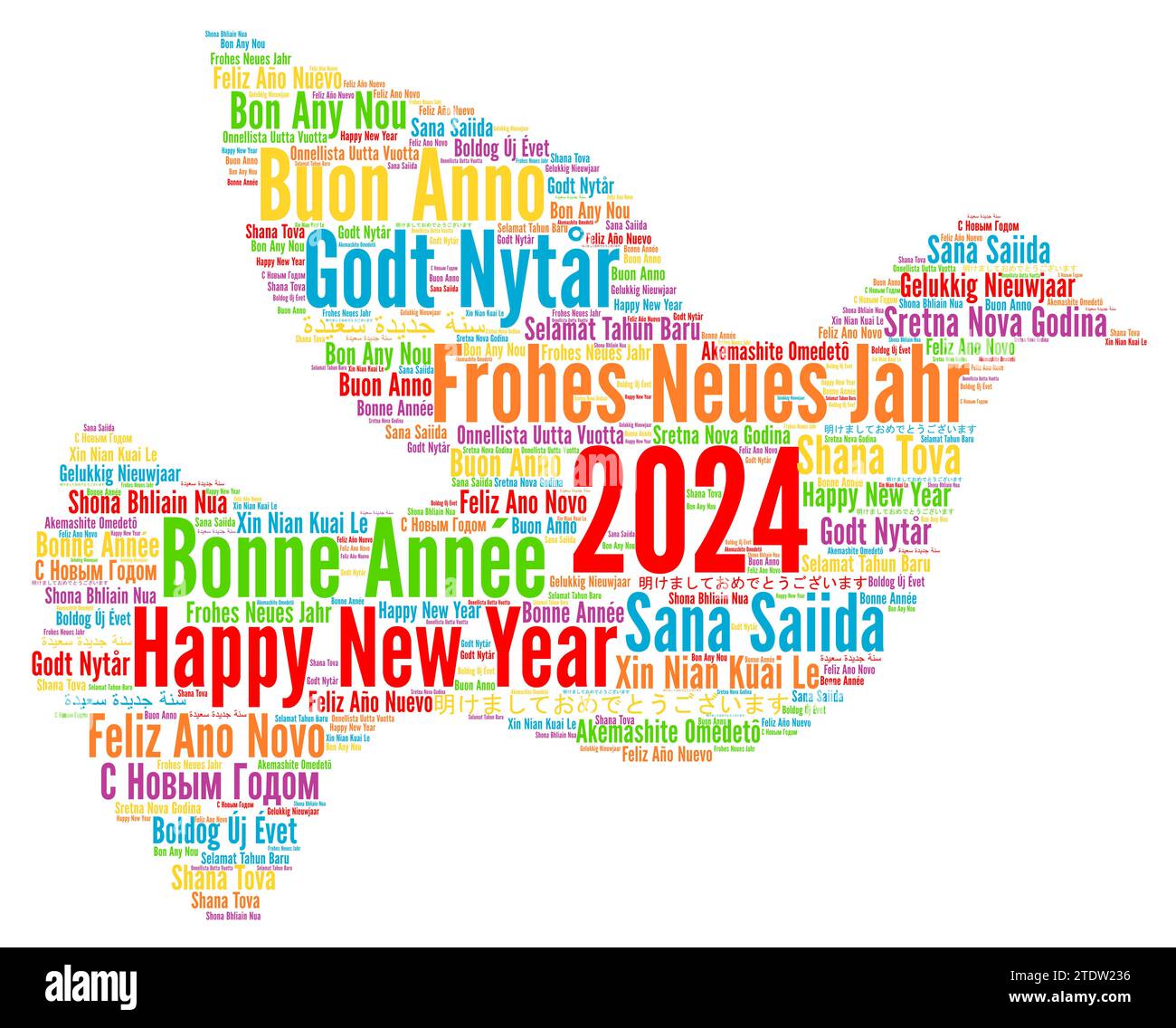 Happy new year in different languages 2024 Banque de photographies et d ...