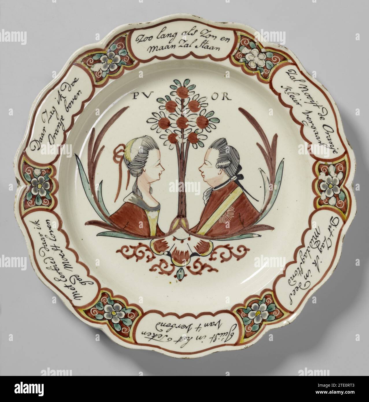 Assiette avec un oranger et portraits de Guillaume V et Wilhelmine de ...