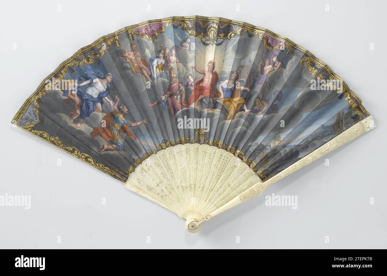 Gamme pliante avec double feuille de papier, sur laquelle avec Gouache ...