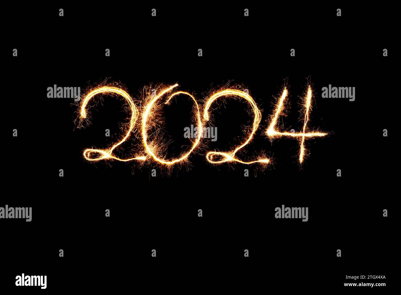 Nouvel an 2024 Sparkler Golden Light. Les Sparklers dessinent les ...