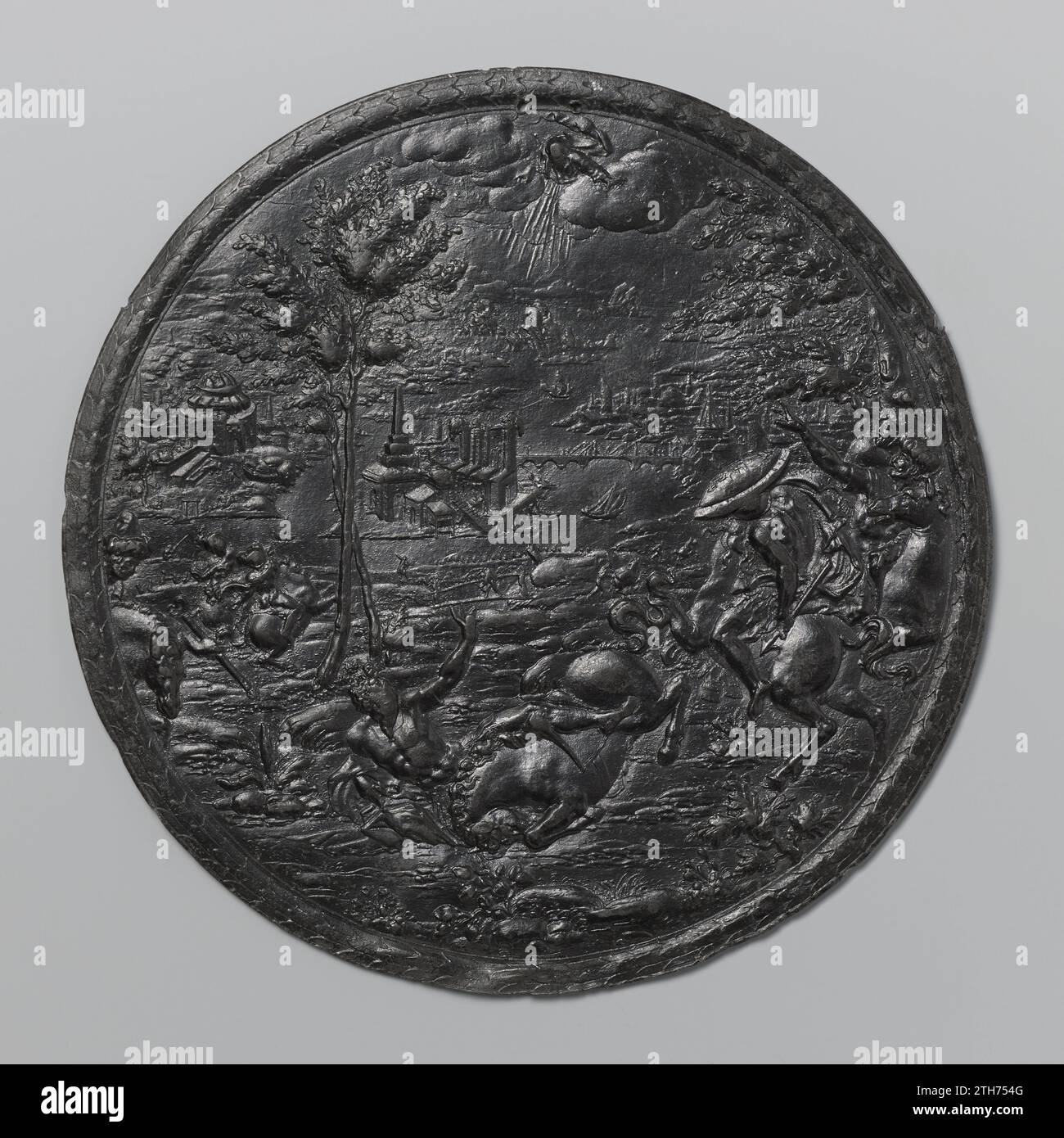 Paul sur le chemin de Damas, Adam van Vianen (I), c. 1600 rond, plaque ...