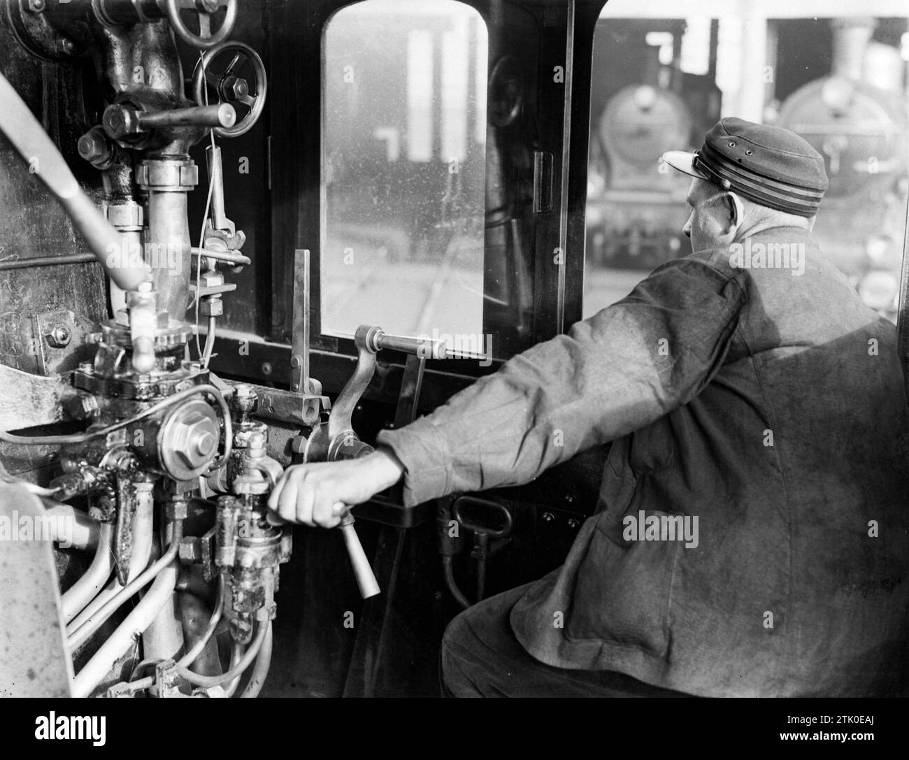Cabine de train à vapeur Banque d'images noir et blanc - Alamy