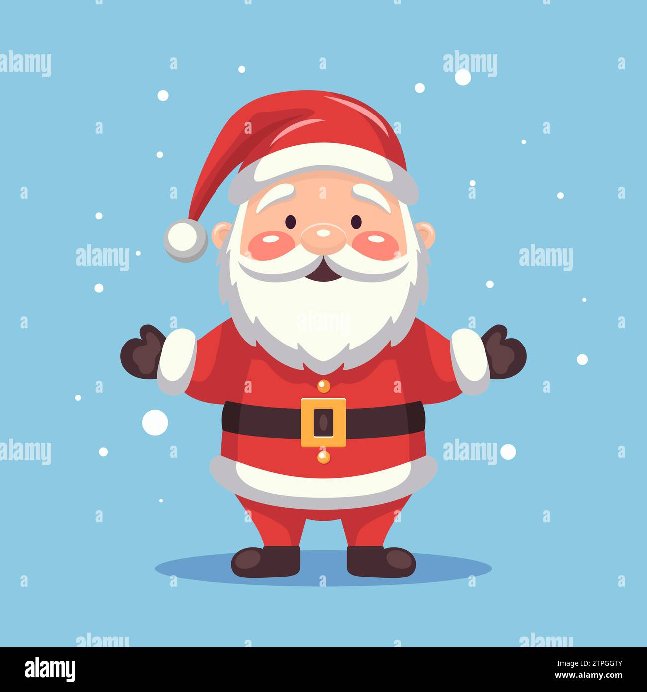 Portrait vectoriel plat de l'icône souriante du Père Noël heureux ...