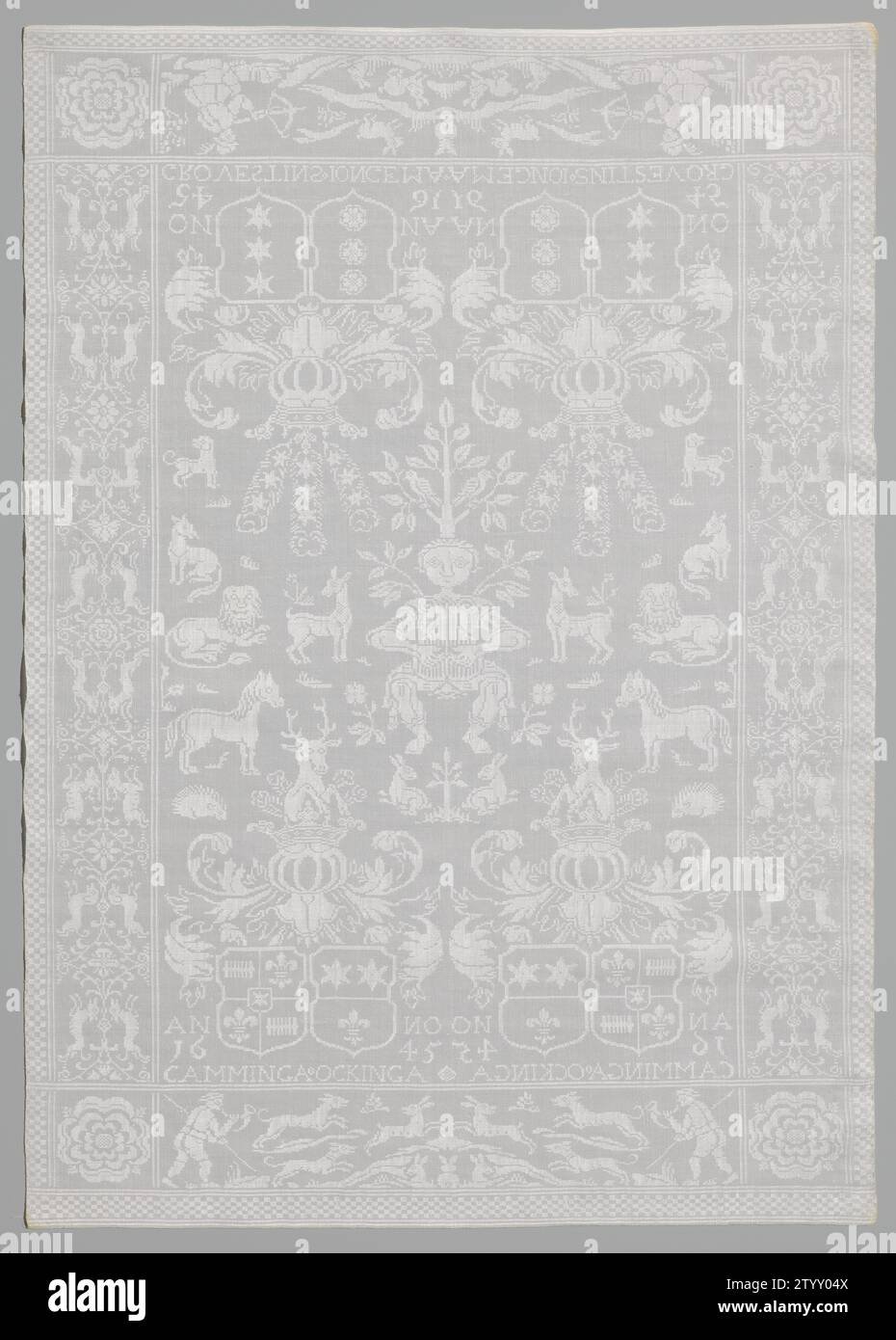 Serviette avec des armes frisonnes et Orphée au milieu des animaux ...