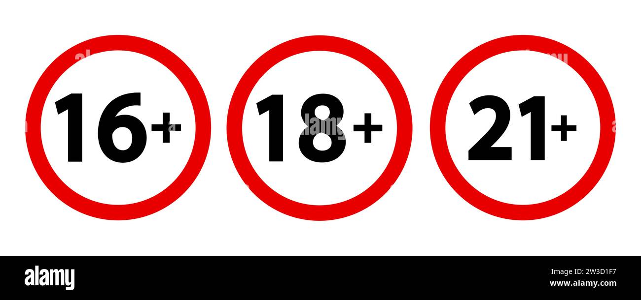 Illustration des icônes de restriction d'âge. Films, séries TV, dessins ...
