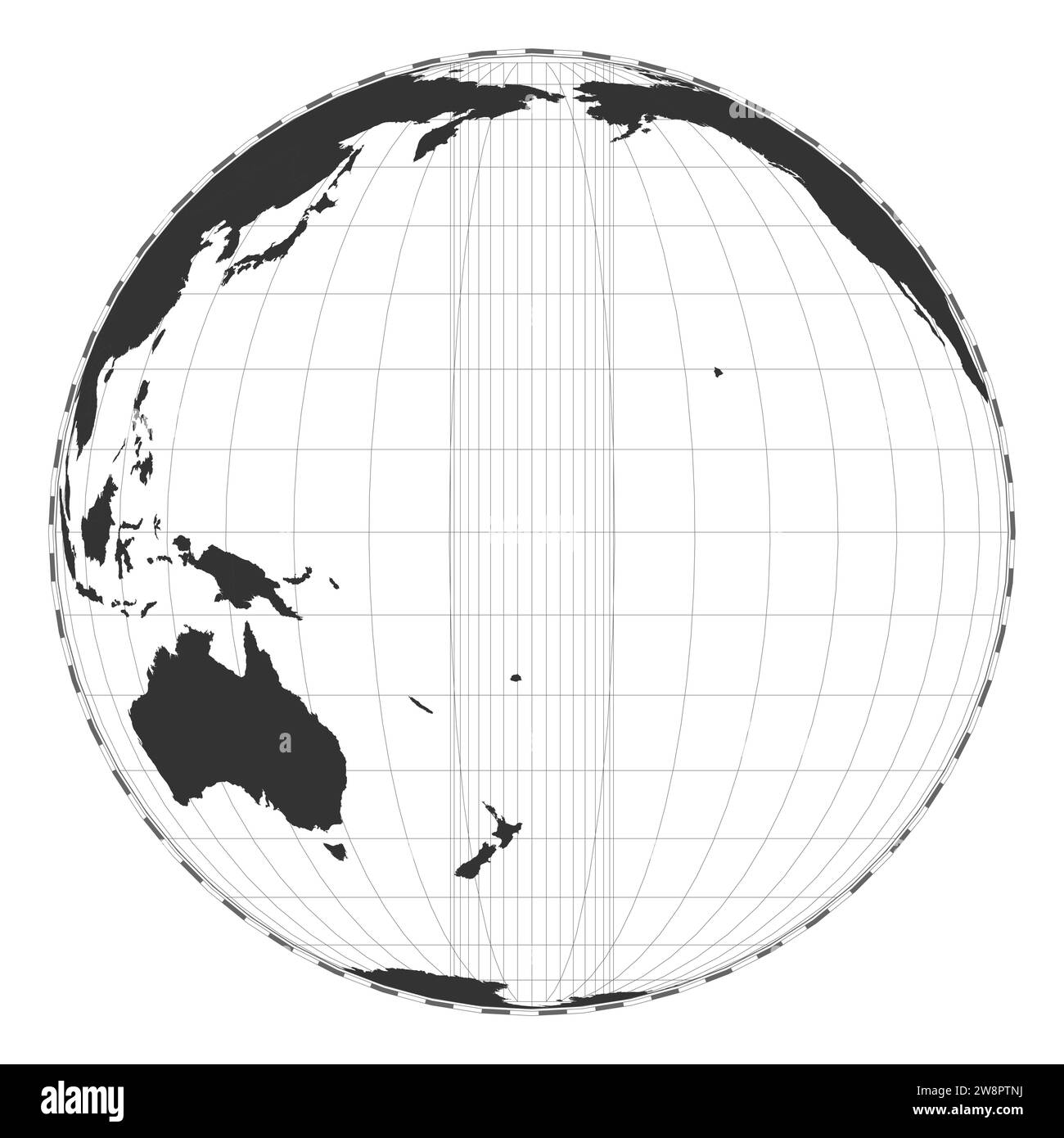 Carte du monde vectorielle. Projection orthographique. Carte ...