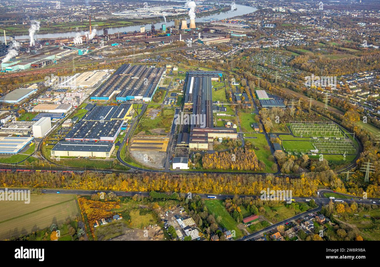Vue aérienne, zone industrielle du site de l'usine ThyssenKrupp Steel ...