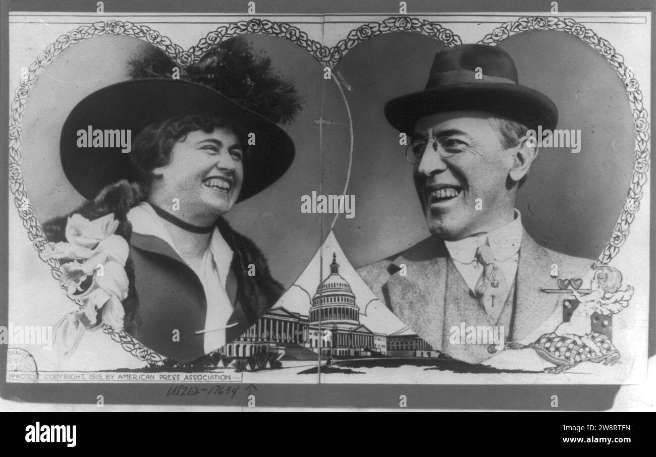 Woodrow Wilson et Edith Bolling Galt, portraits de tête et d'épaules ...