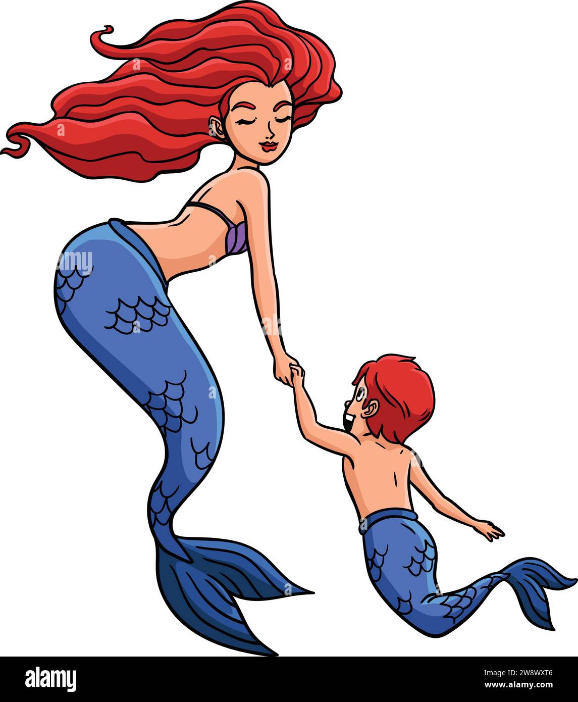 Merman underwater Banque d'images vectorielles - Alamy