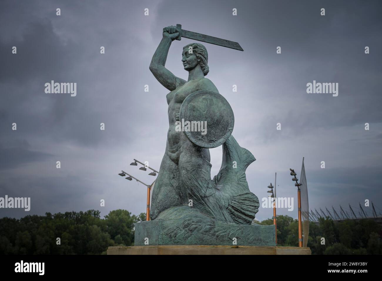 Statue de la sirène de Varsovie, Warszawska Syrenka, boulevard général ...