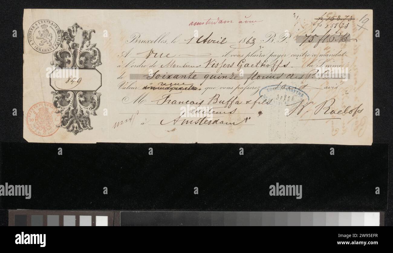 Reçu pour Willem Roelofs (I), M. Vissers Gaethoffs, document de ...
