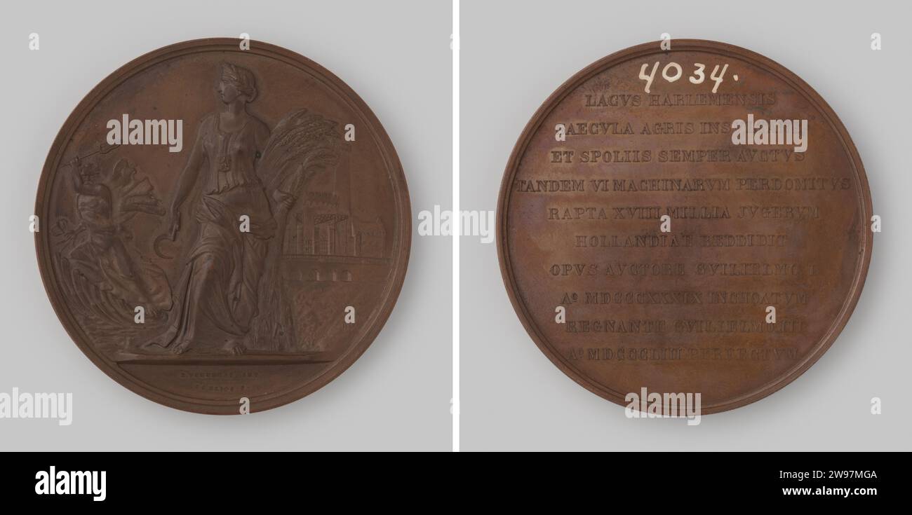 L'Impoldering du Haarlemmermeer en 1853, Samuel Cohen Elion, médaille d ...