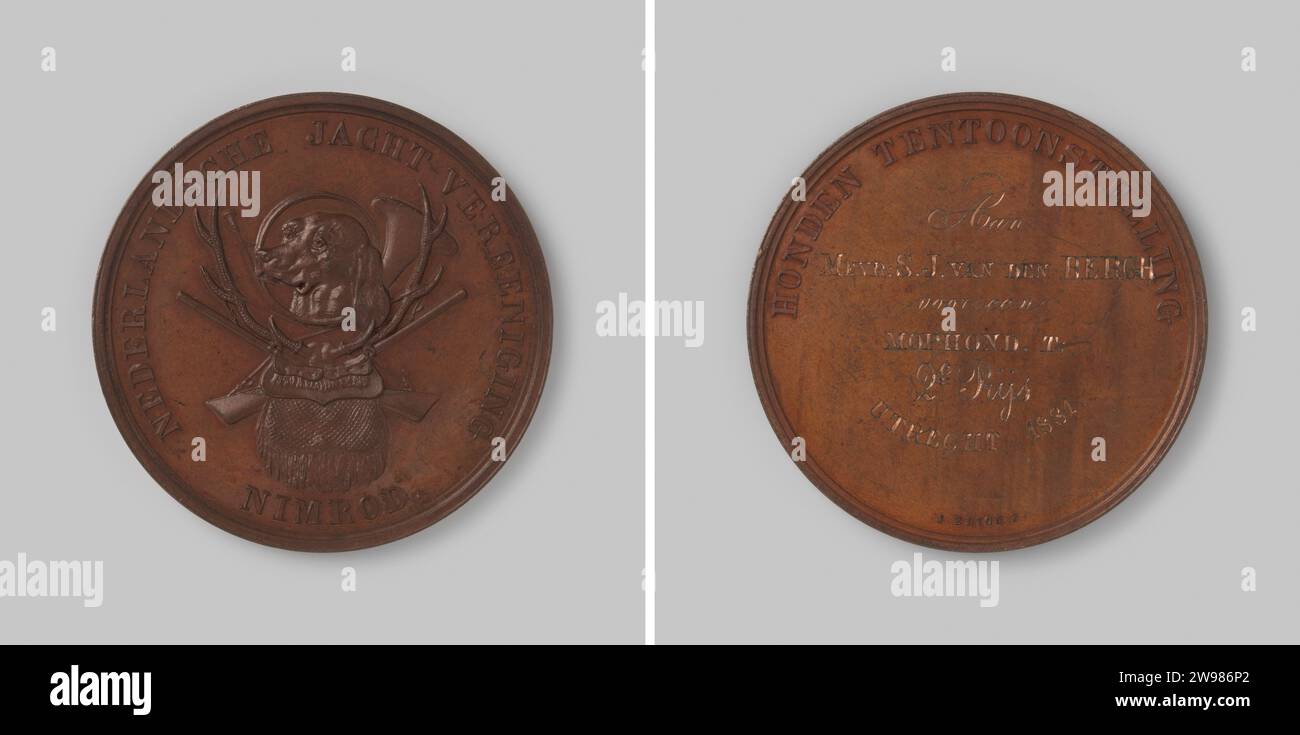 Médaille de prix du Nederlandsche Jacht -Vereeniging Nimrod (1875) 1881 ...