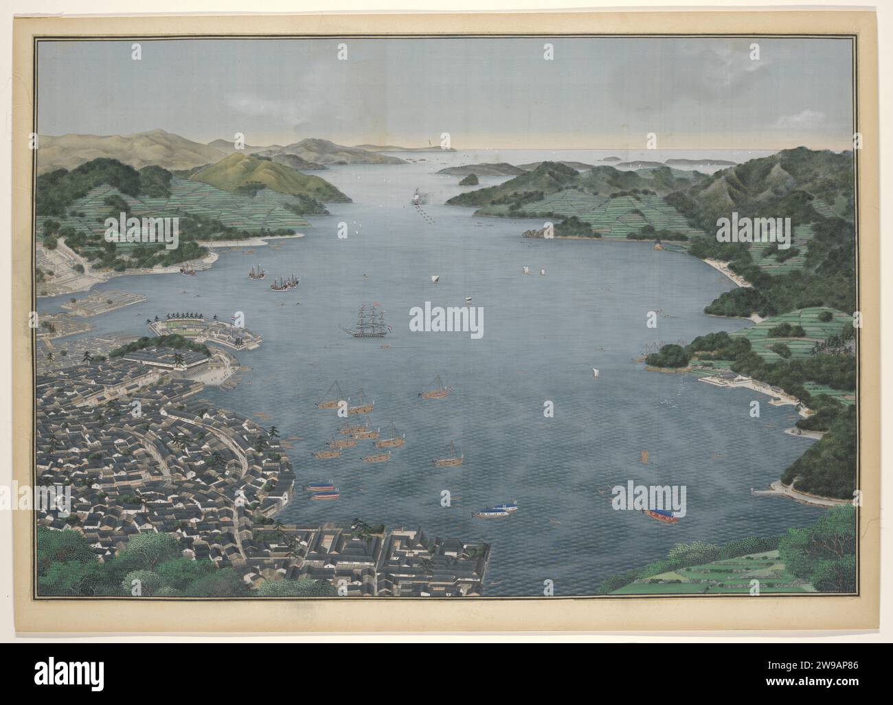 Port de Nagasaki, Kawahara Keiga (atelier de), c. 1833 - c. 1836 vue de la baie de Nagasaki ...