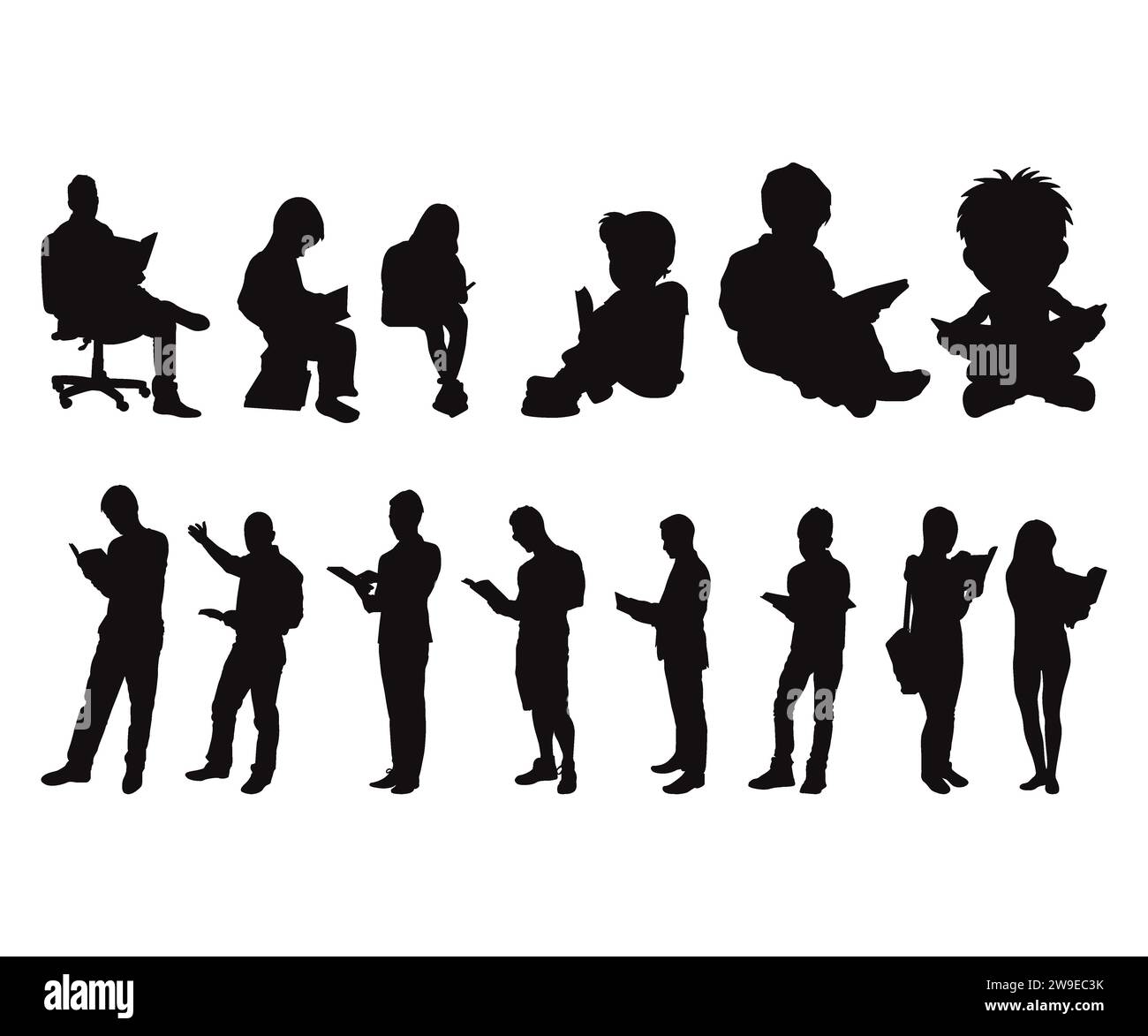 Lecture D'Un livre, vecteur de livre, Silhouette de lecture, Homme ...