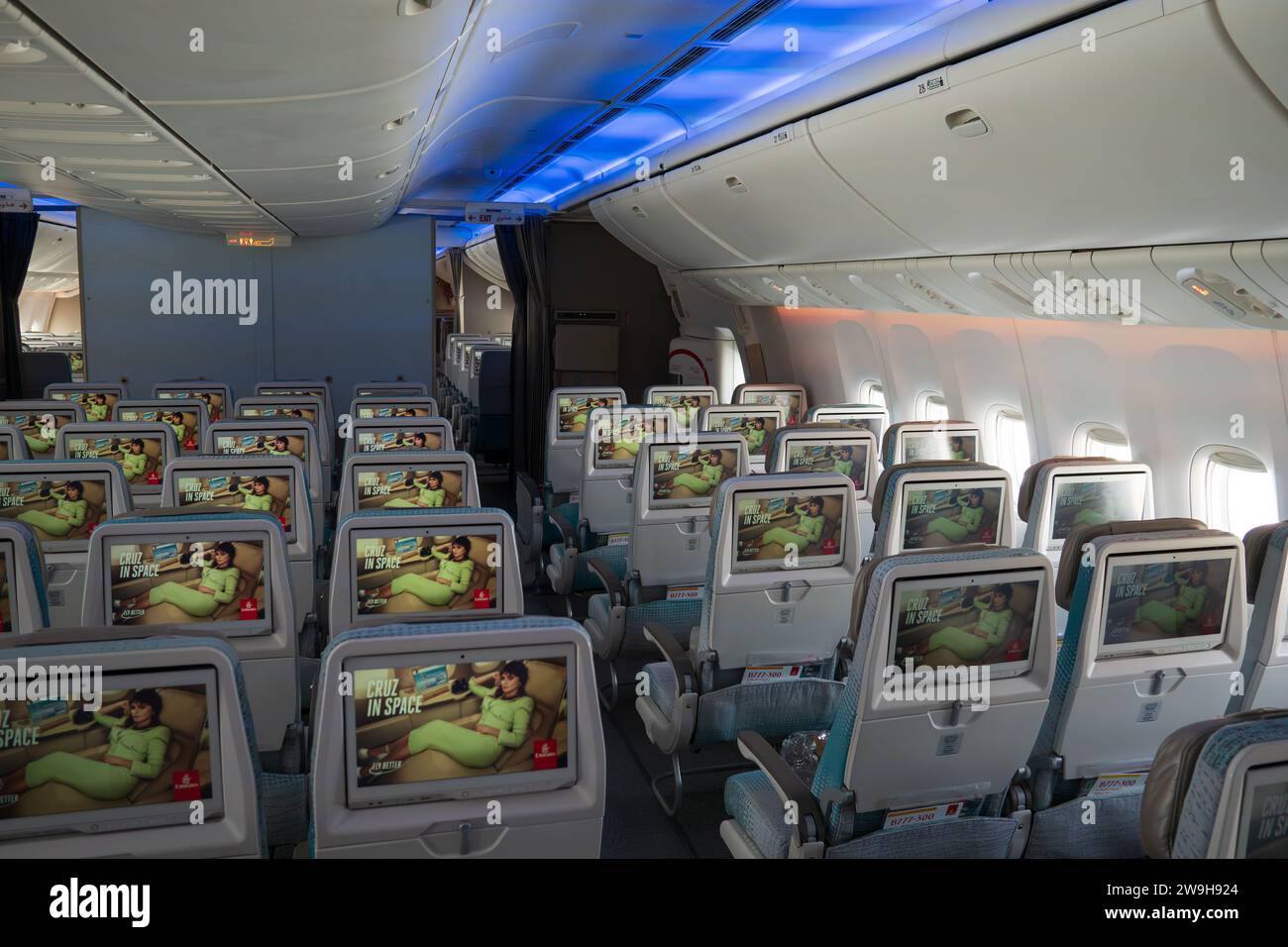 Intérieur de la nouvelle classe économique du plus grand avion Airbus ...