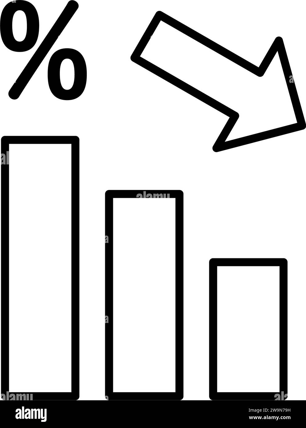 Icônes montrant des taux d'intérêt et des rendements en baisse ...