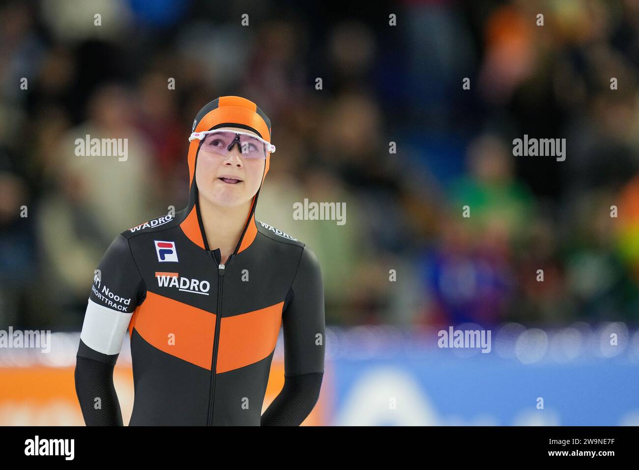 Heerenveen, pays-Bas. 28 décembre 2023. Angel Daleman concourt sur le ...