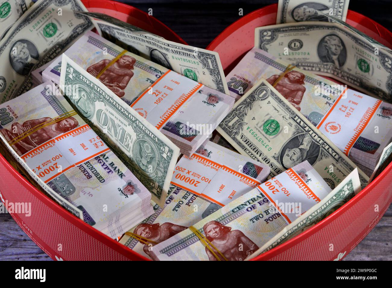 Piles de l'argent égyptien milliers de livres billets de banque billets ...