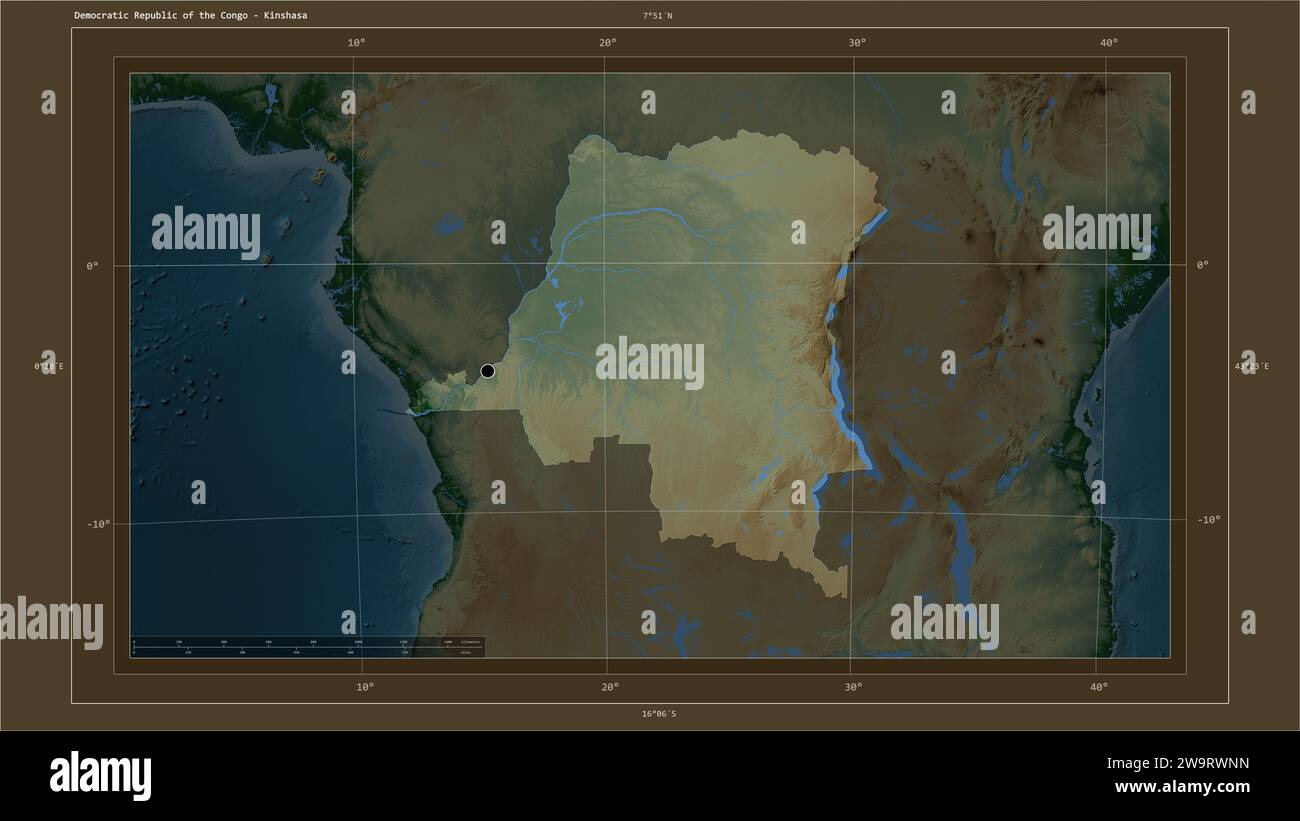 République démocratique du Congo mis en évidence sur une carte d ...