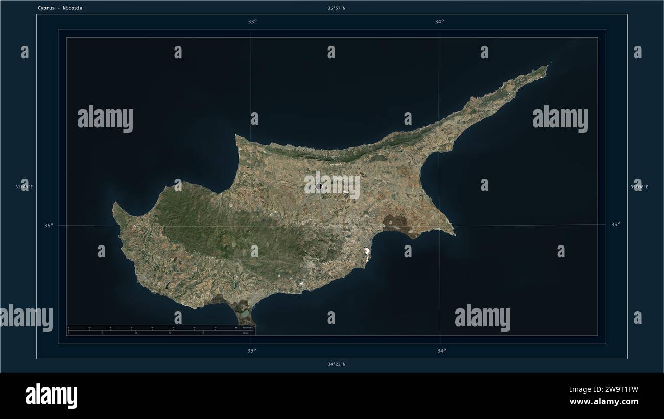 Chypre mis en évidence sur une carte satellite haute résolution avec le ...