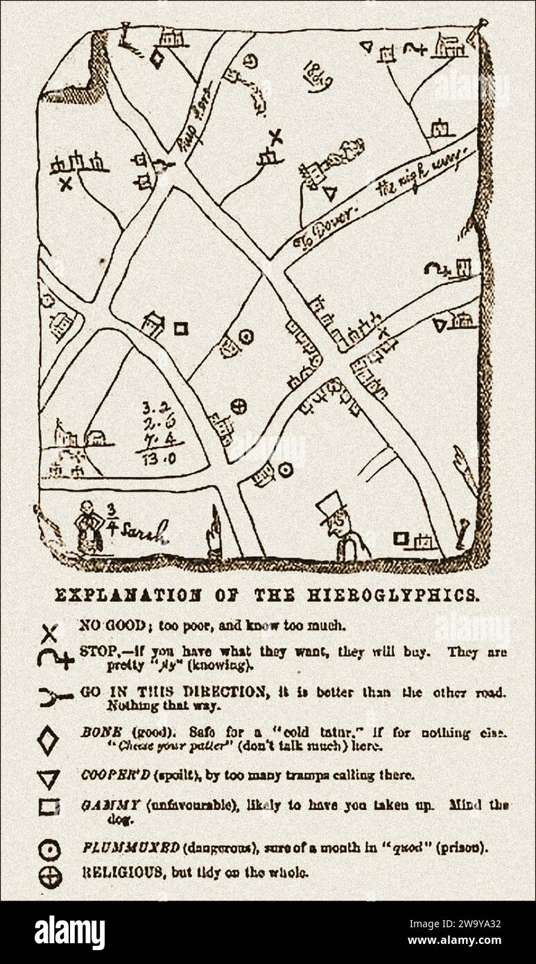 Une carte de Cadger du 19e siècle (mendiants porte à porte) et ...