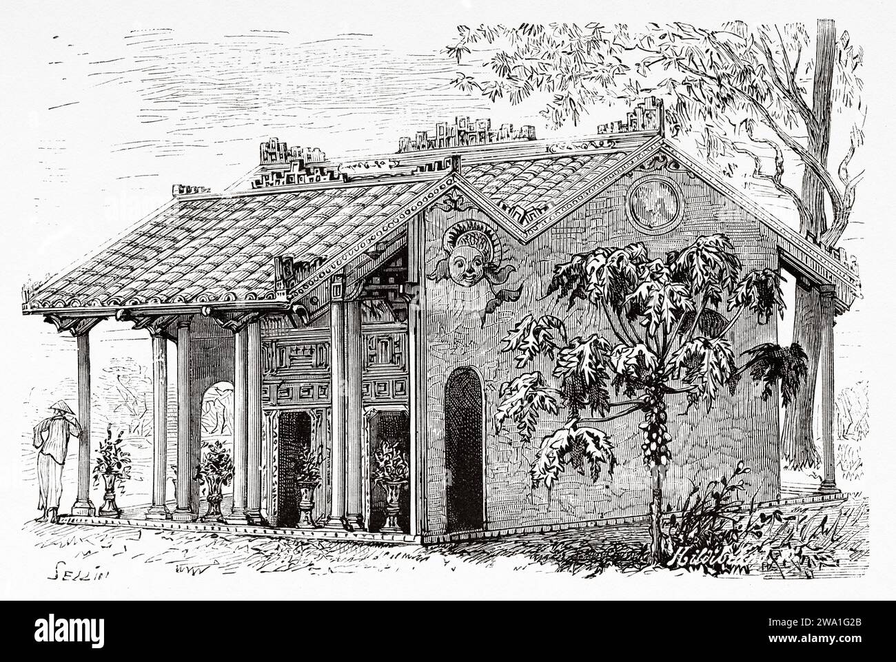 Maison d'une riche Annamite, Laos. Asie du Sud-est. Le Laos et les ...