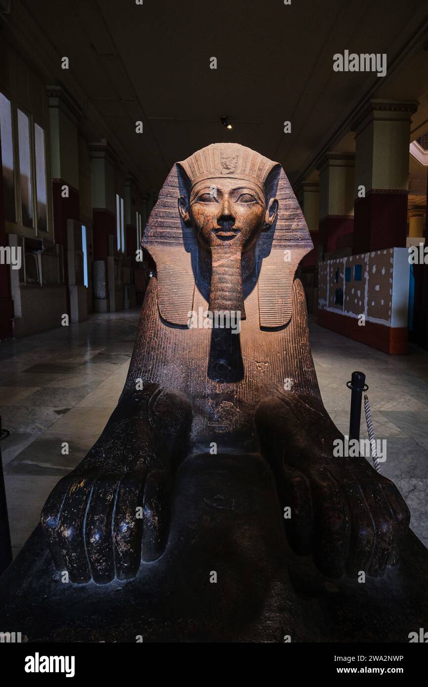 Le Caire, Egypte - 2 janvier 2024 : statue du sphinx de Hatshepsout de ...