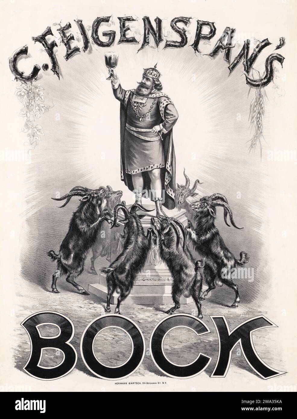 C. Feigenspan's bock - affiche publicitaire de bière ancienne et ...