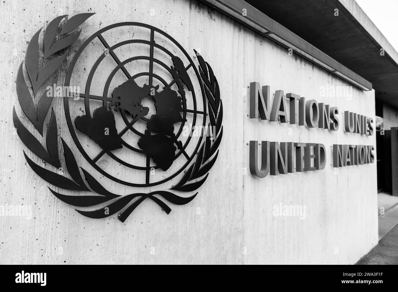 Drapeau onu Banque d'images noir et blanc - Alamy
