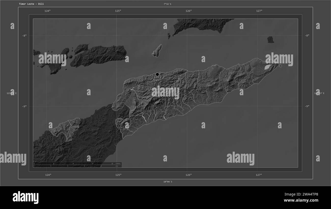 Timor Leste mis en évidence sur une carte d'altitude à deux niveaux ...