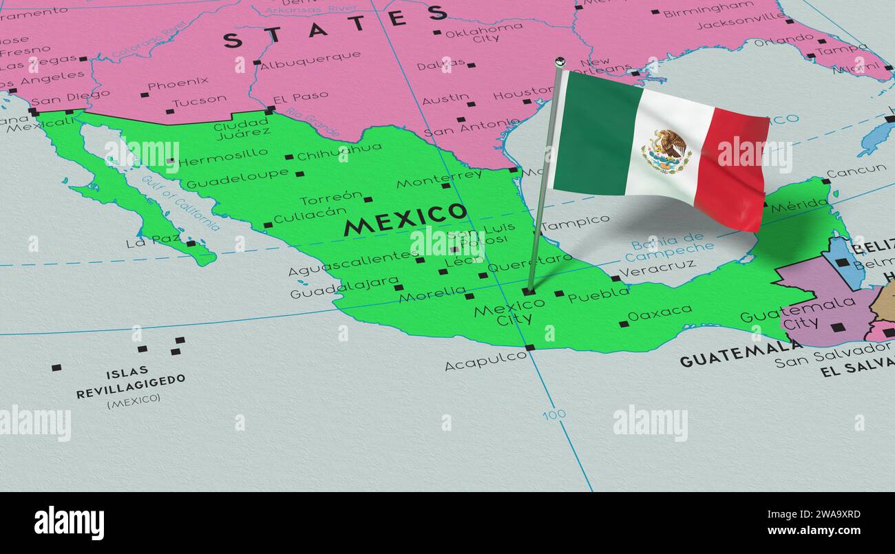 Mexico map political map Banque de photographies et d’images à haute résolution - Alamy