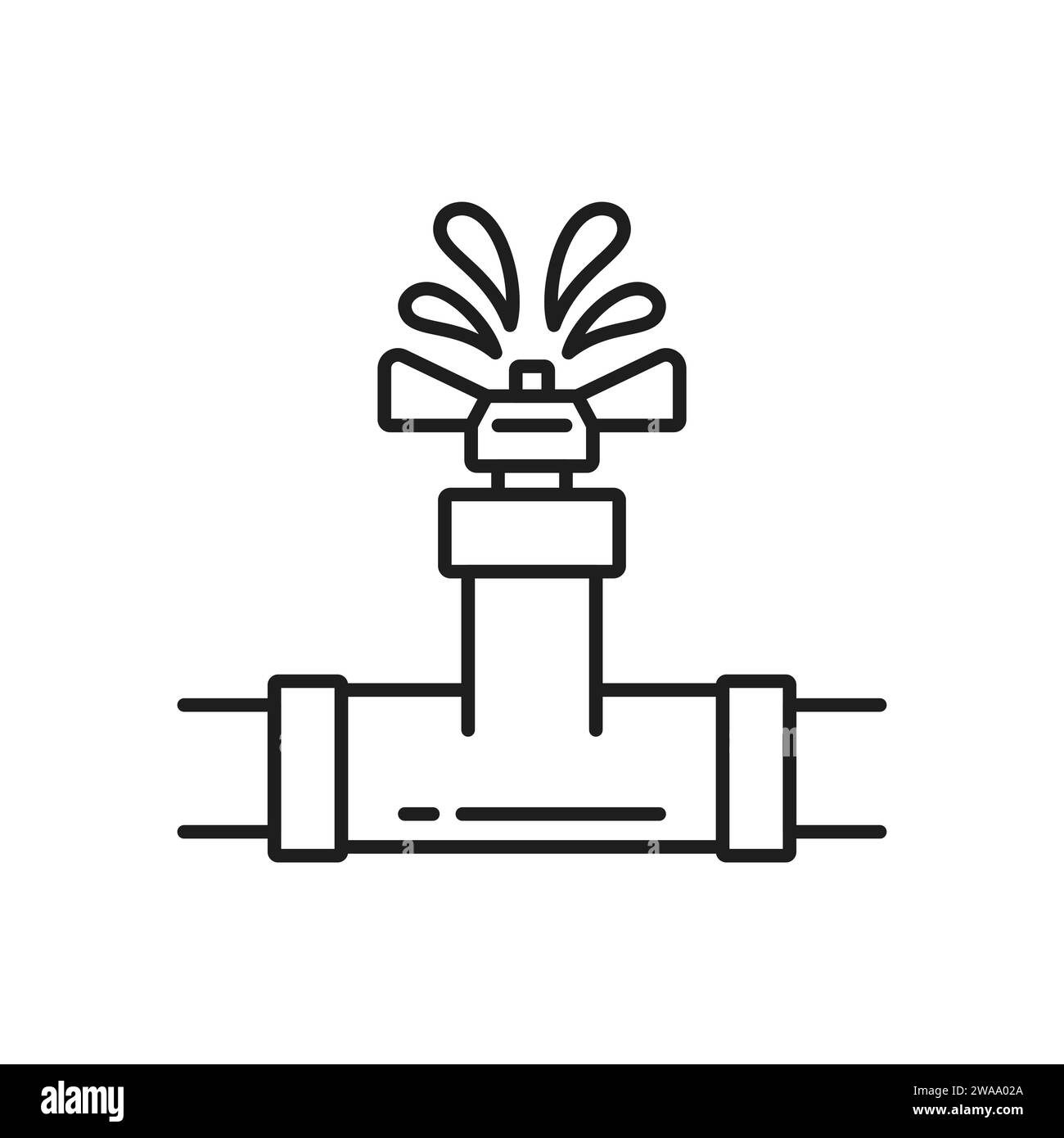 Icône d'entretien de plomberie avec fuite du robinet d'eau. Pictogramme ...